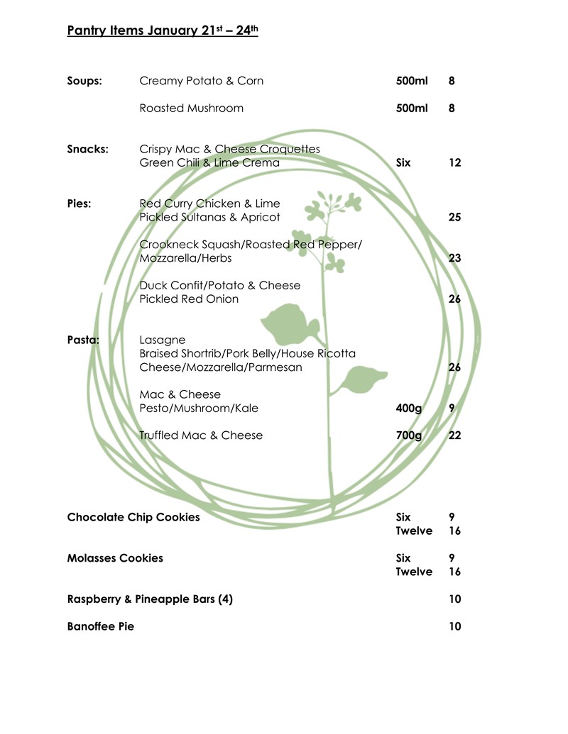 Pantry Menu-Updated Daily